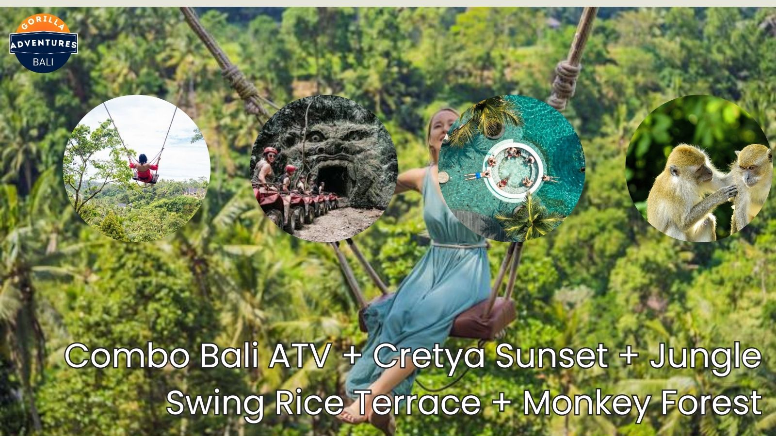 Combo Bali Gorilla Cave ATV with Lunch Cretya Sunset and Jungle Swing ...