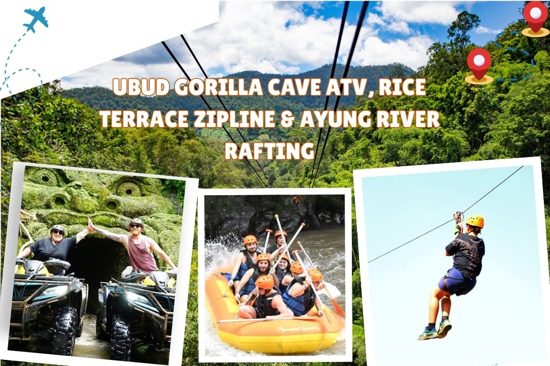 Ubud Gorilla Cave ATV, Rice Terrace Zipline & Ayung River Rafting ...